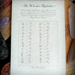 Witches Alphabet Theban Script A4 Poster on Parchment Paper Pagan ...