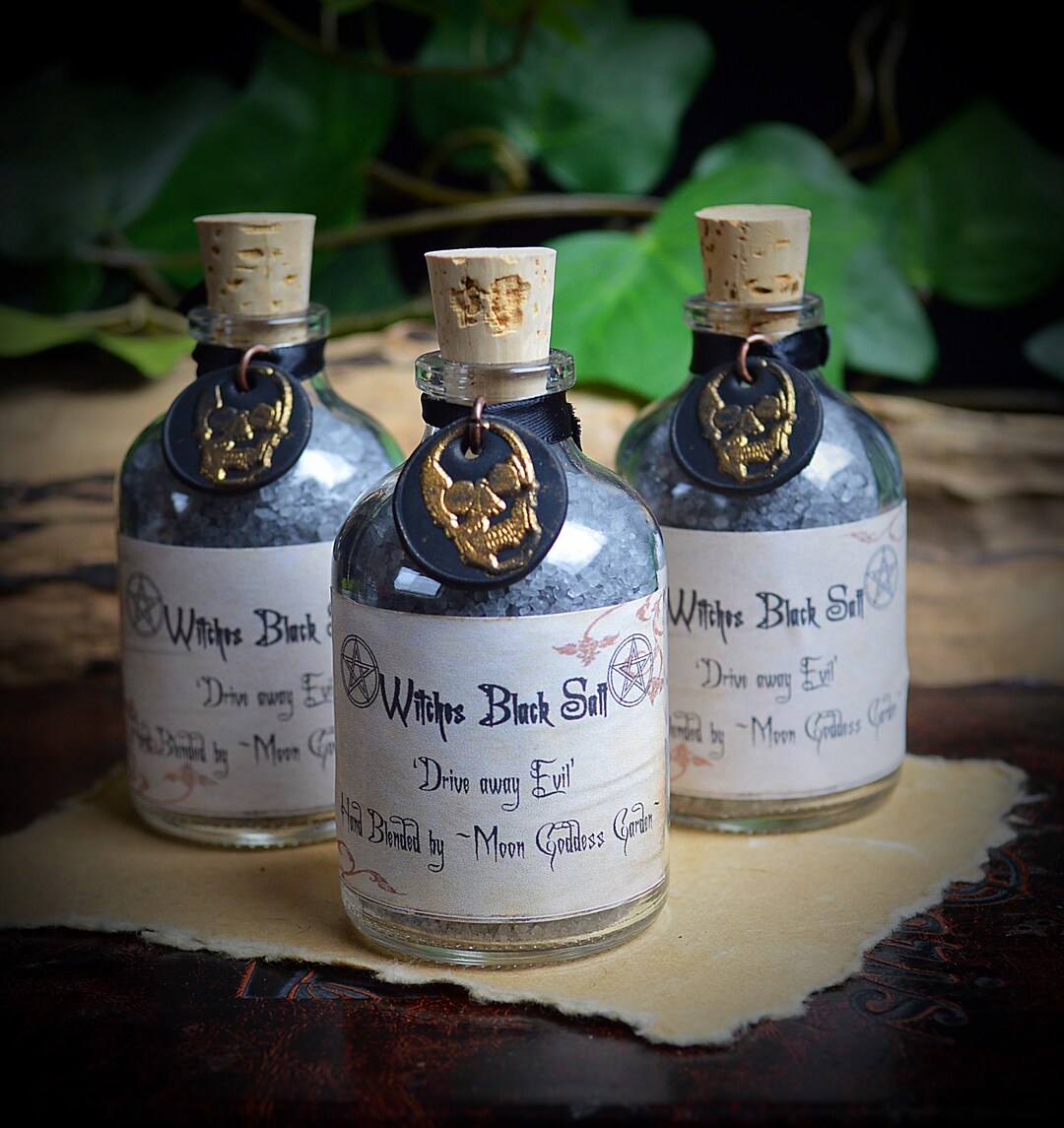 Witches Black Salt Potion Bottle With Cork Stopper Samhain Wicca Pagan ...