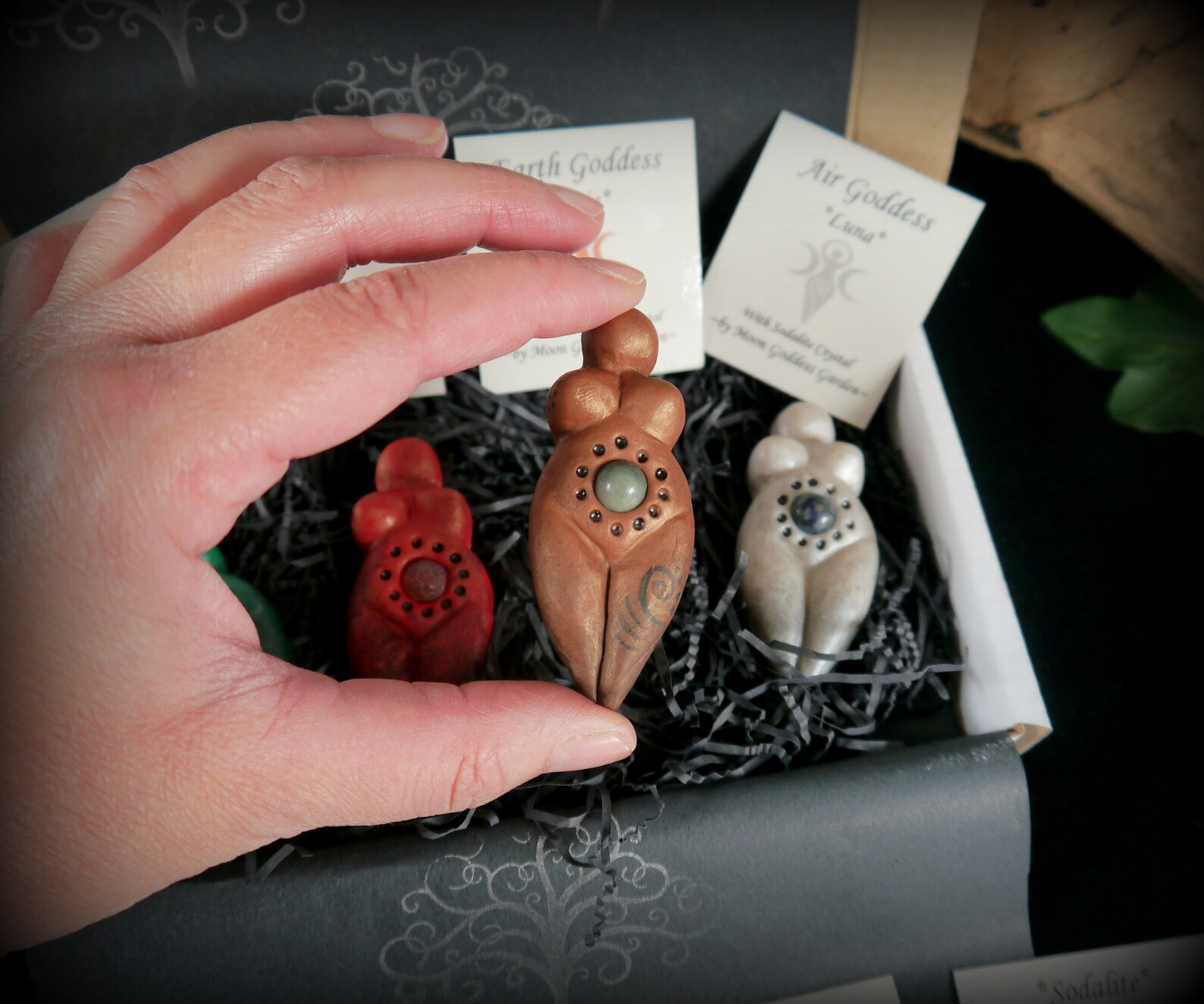 Witches Elemental Clay Goddess Altar Piece Set With Crystals - Etsy