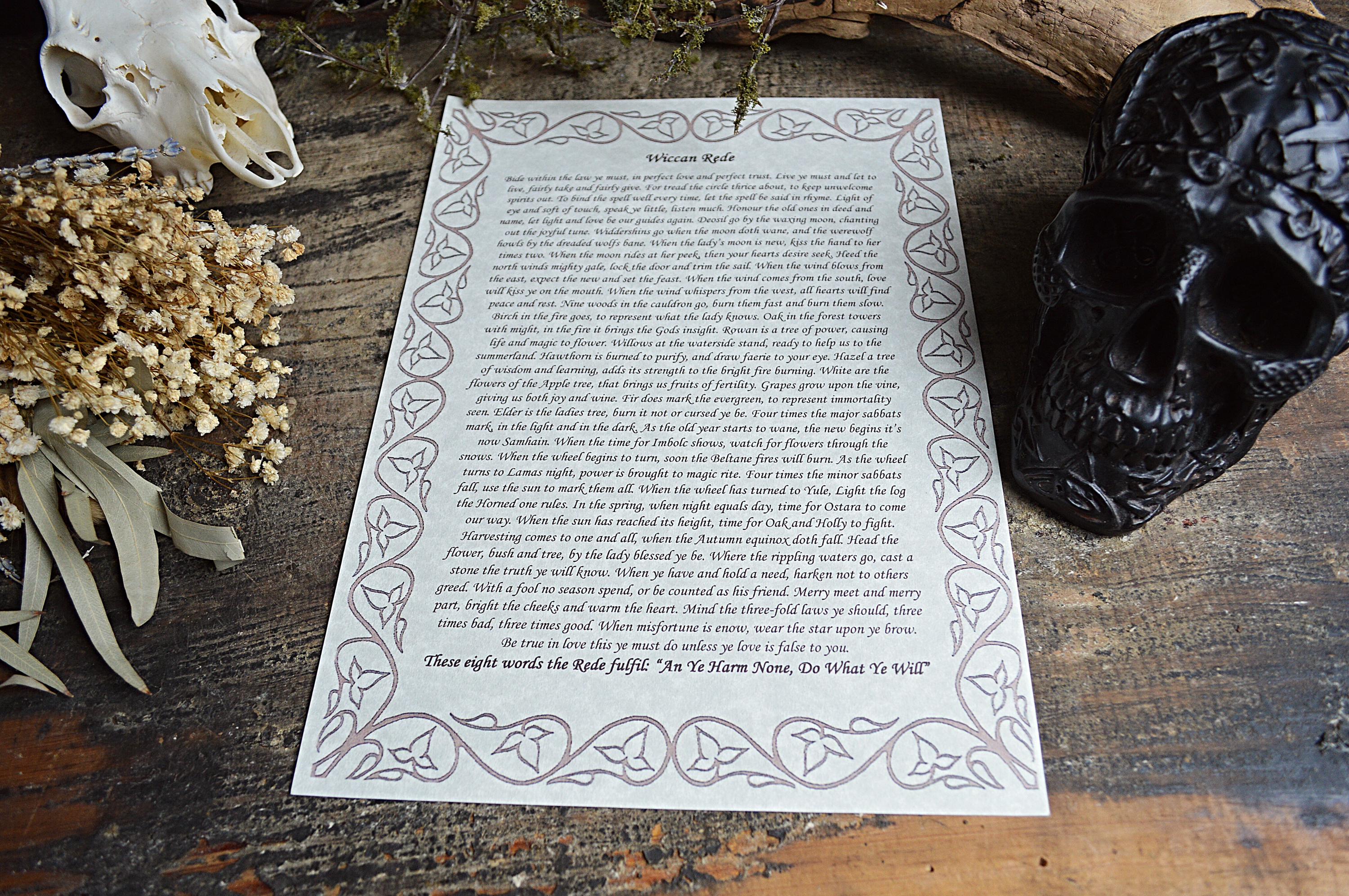 Wiccan Rede Full Version A4 Poster on Parchment Paper Pagan Gift - Etsy