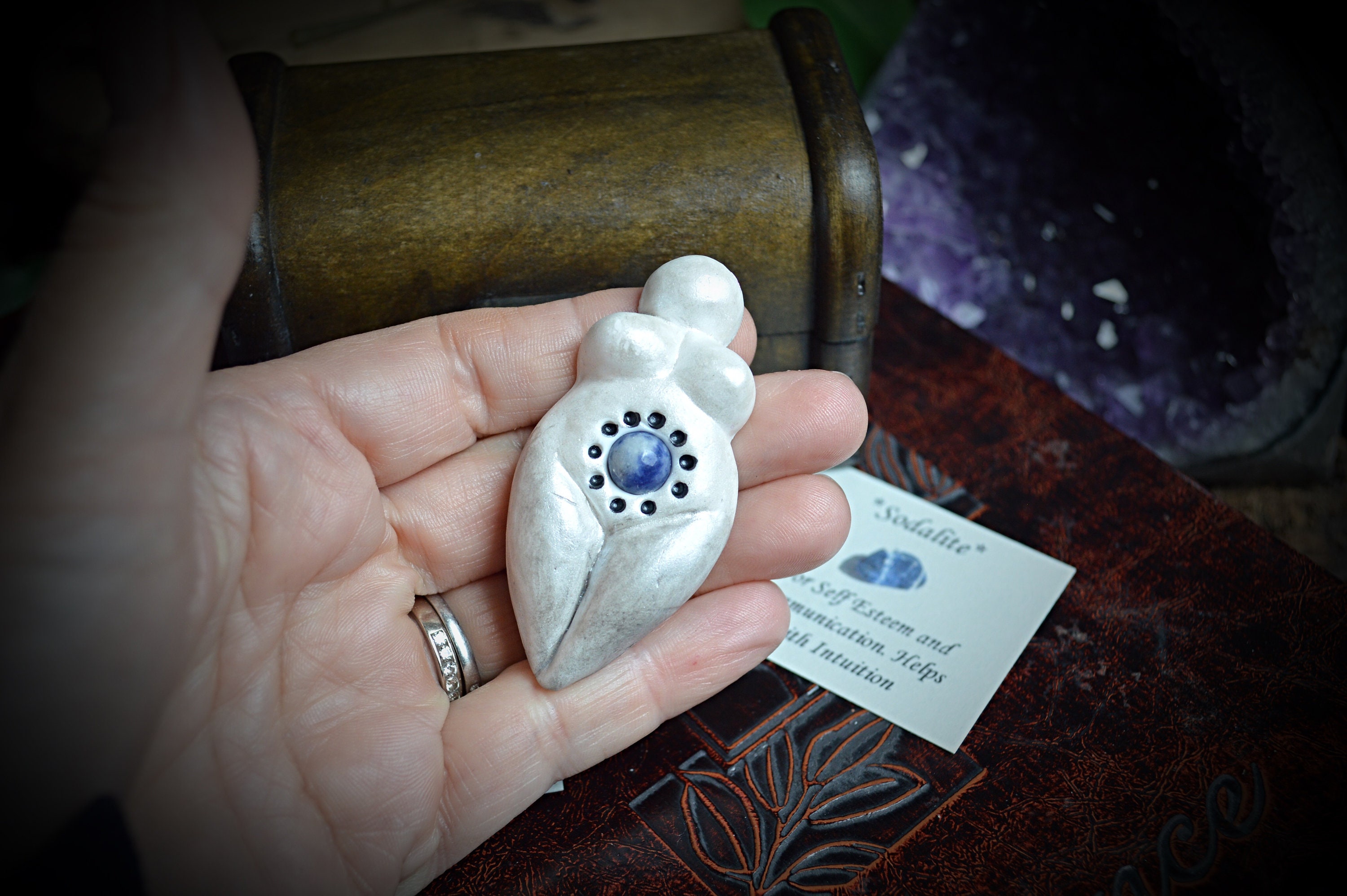 Witches Air Goddess Altar Piece With Sodalite Crystal Talisman in Chest ...