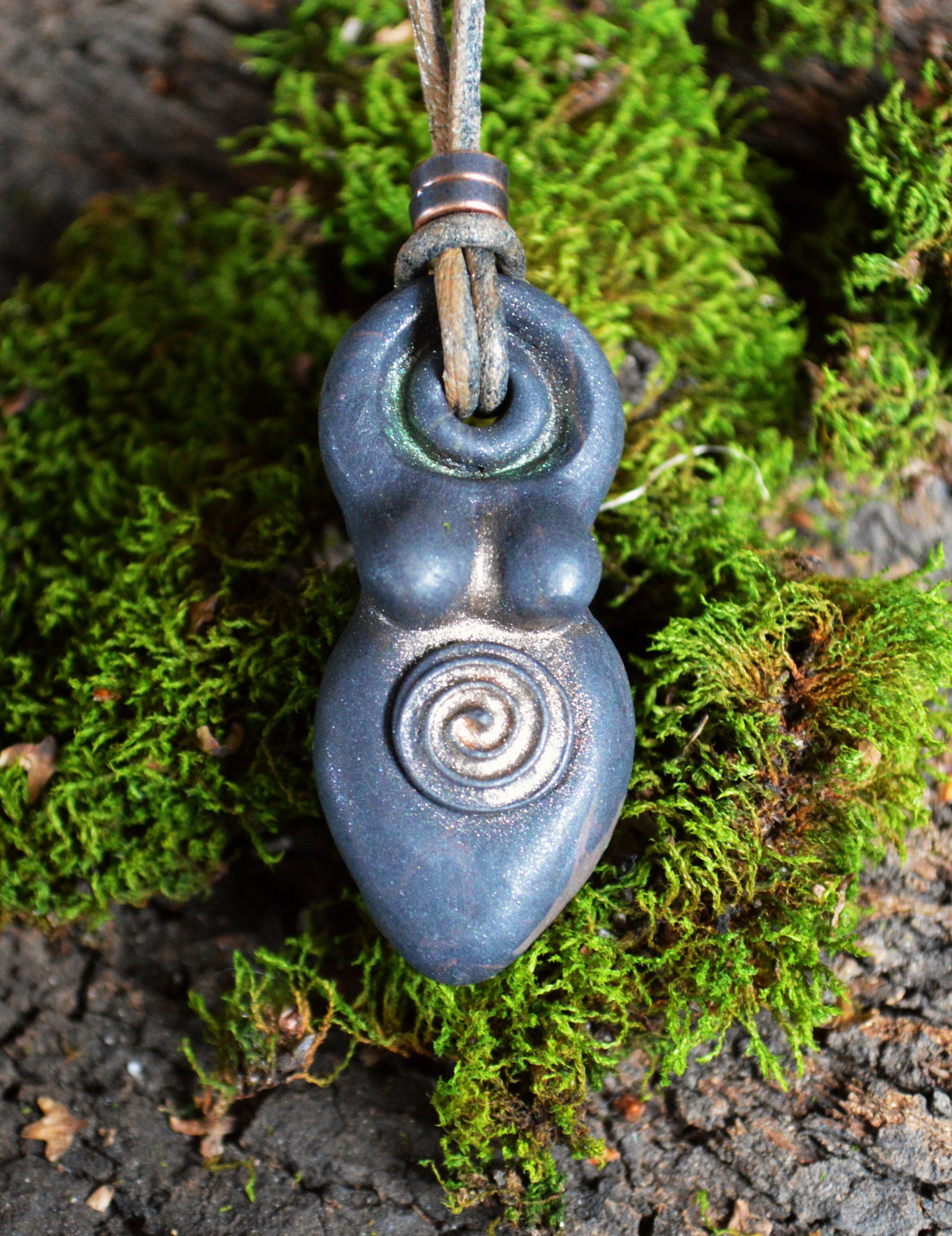 Clay Earth Goddess Necklace Sculpture Pendant Handmade Wicca | Etsy