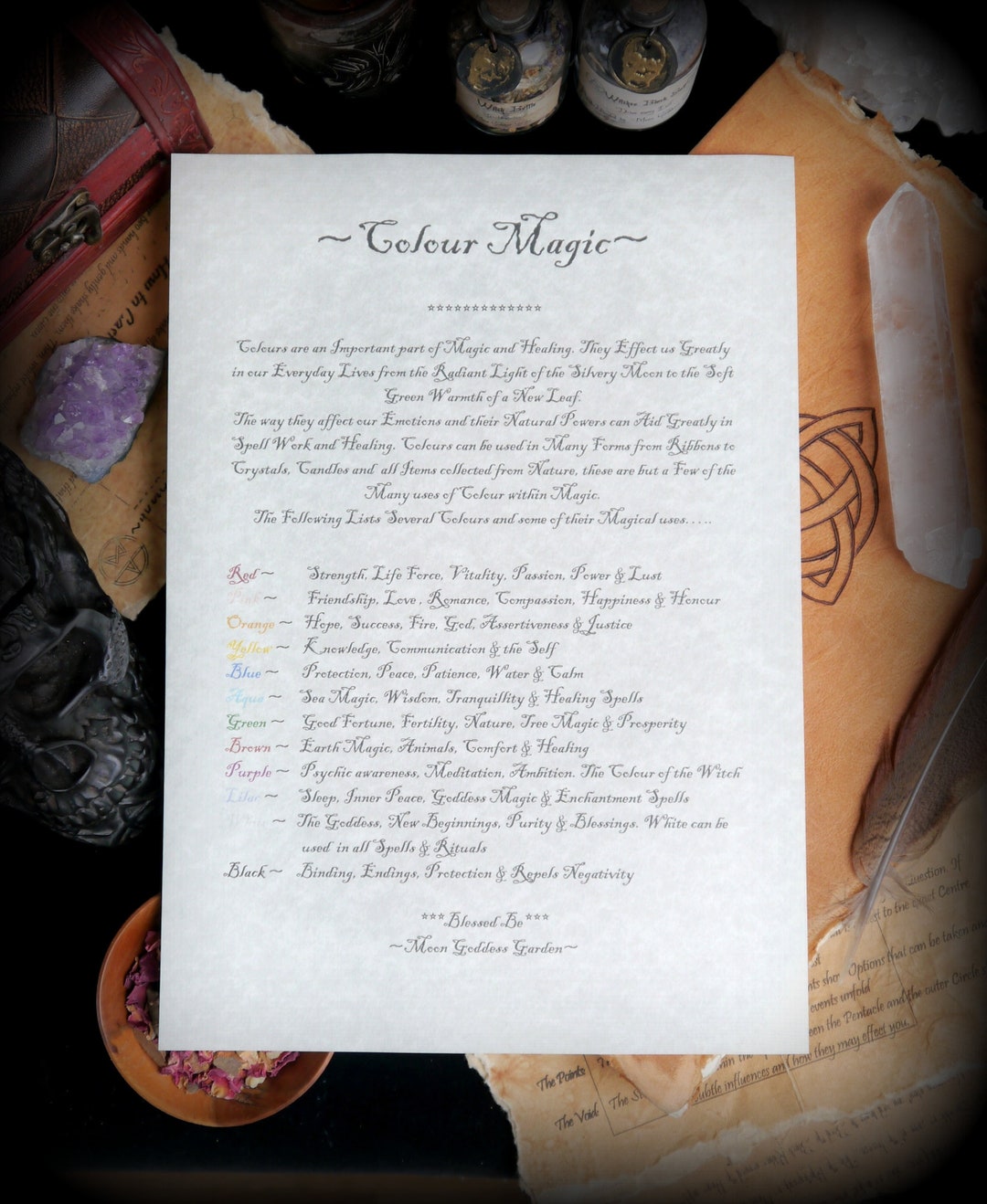 Colour Magic Leaflet A4 Poster on Parchment Paper Pagan Wiccan Color ...