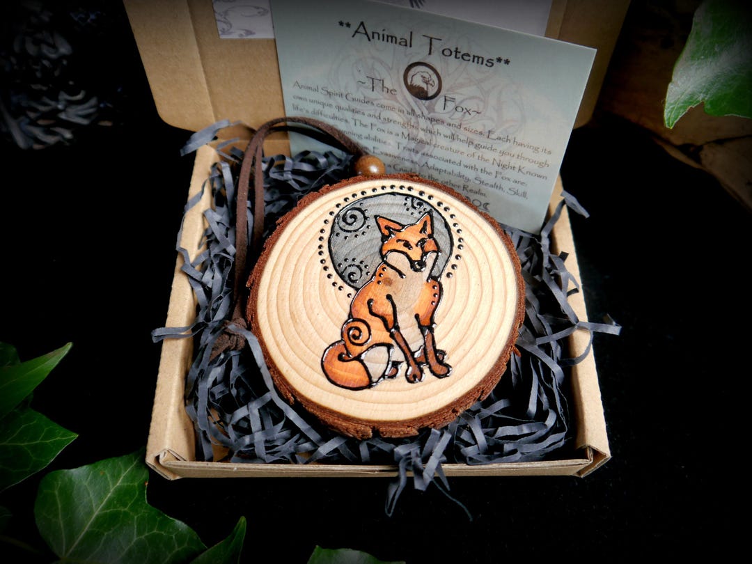 Fox and Moon Wooden Altar Piece Witches Animal Totem Wicca Pagan Yule ...