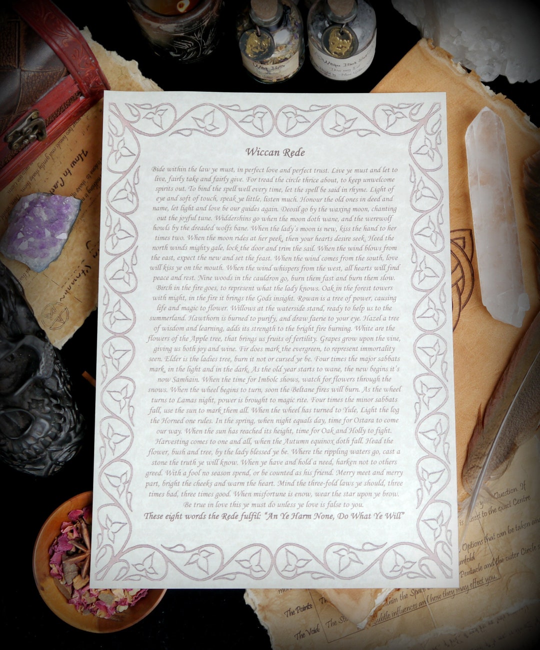 Wiccan Rede Full Version A4 Poster on Parchment Paper Pagan Gift - Etsy
