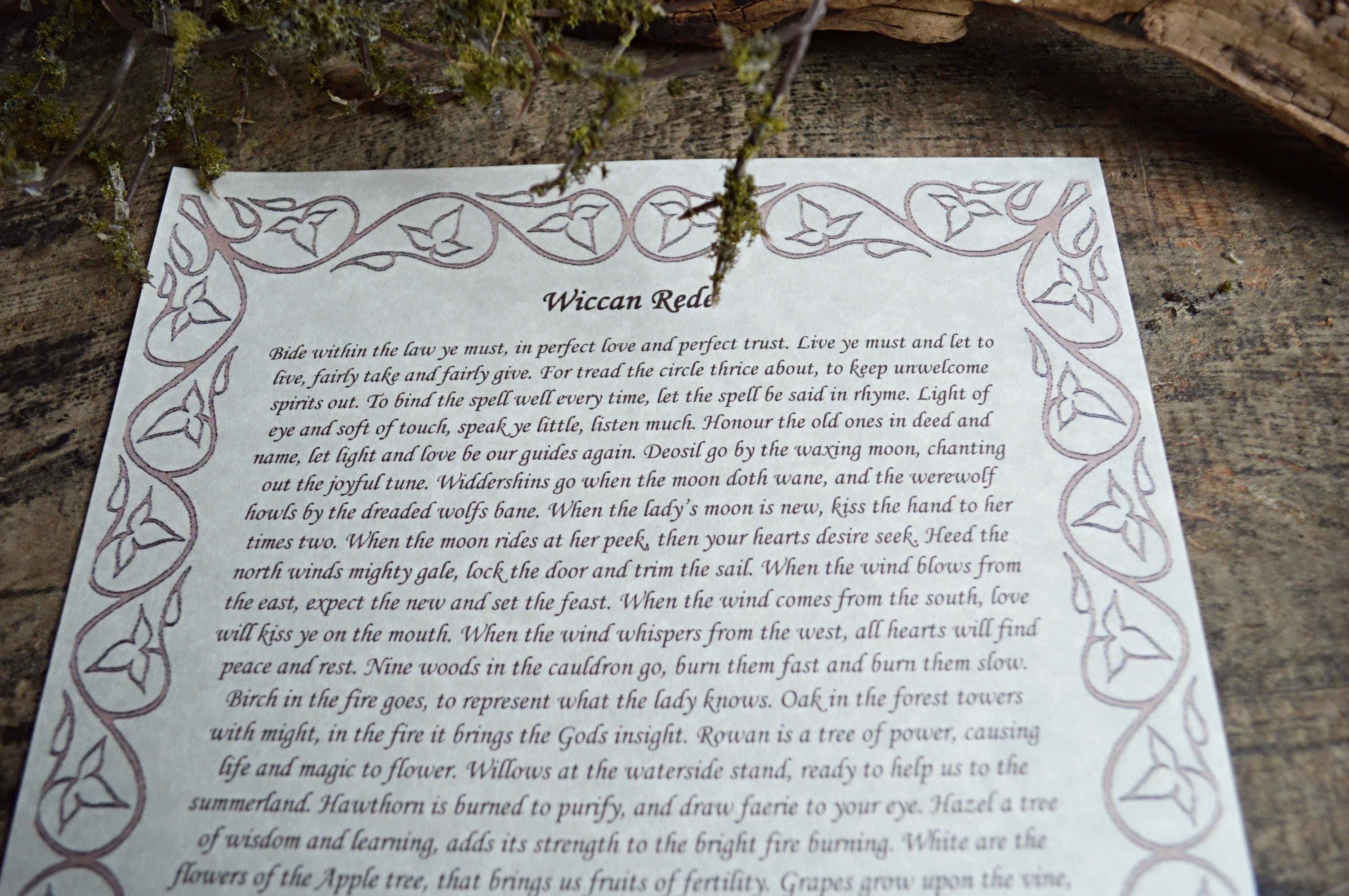 Wiccan Rede Full Version A4 Poster on Parchment Paper Pagan Gift - Etsy