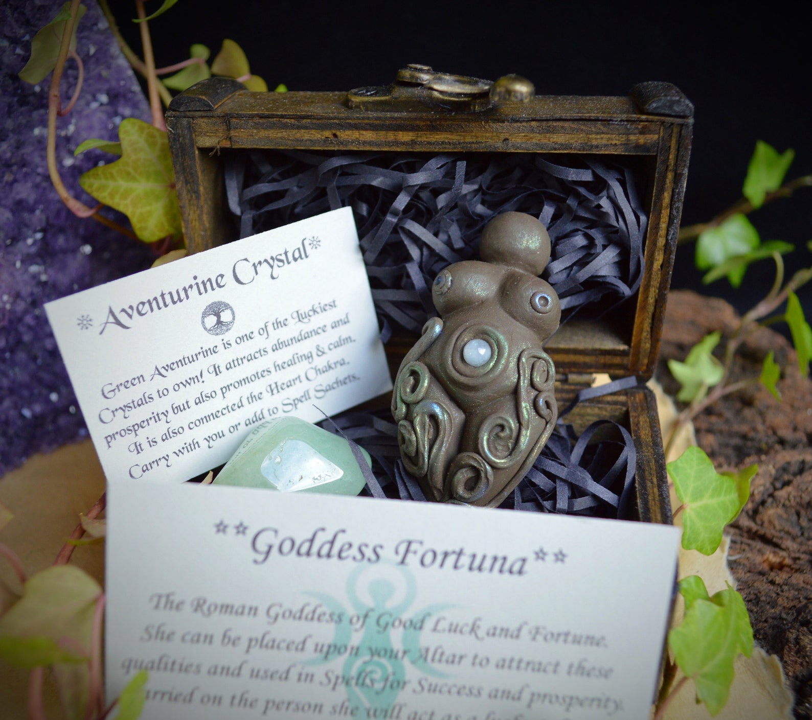 Goddess Fortuna Goddess of Luck Aventurine and Aquamarine Crystals ...