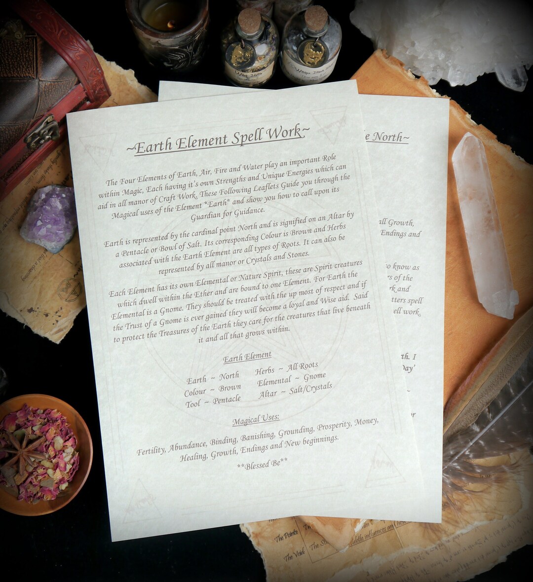 Witches Earth Element A4 Posters on Parchment Paper Pagan Wiccan Altar ...