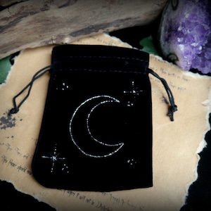 Witches Crescent Moon Rune Bag Crystal Storage Spell Pouch Hand ...