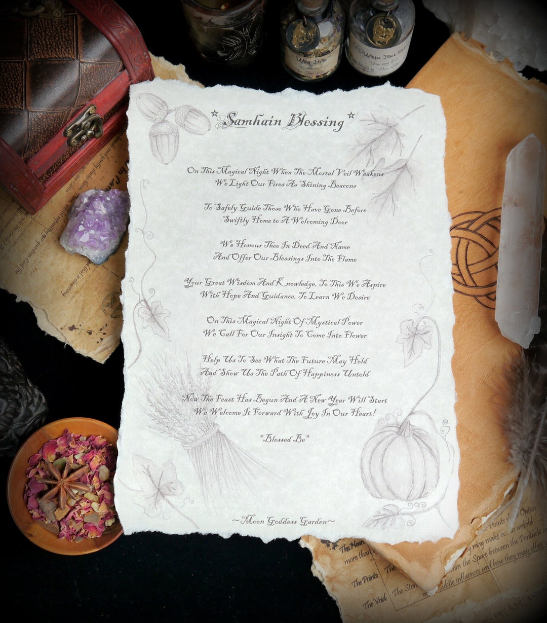 Witches Samhain Blessing Poem A4 Poster on Parchement Paper Pagan ...