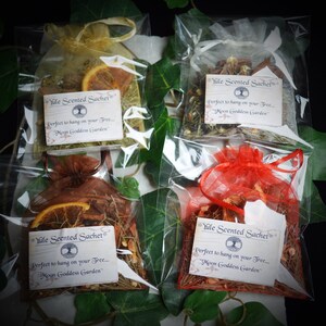 Yule Scented Herb Sachet Xmas Decoration Altar Organza Pouch Brown ...