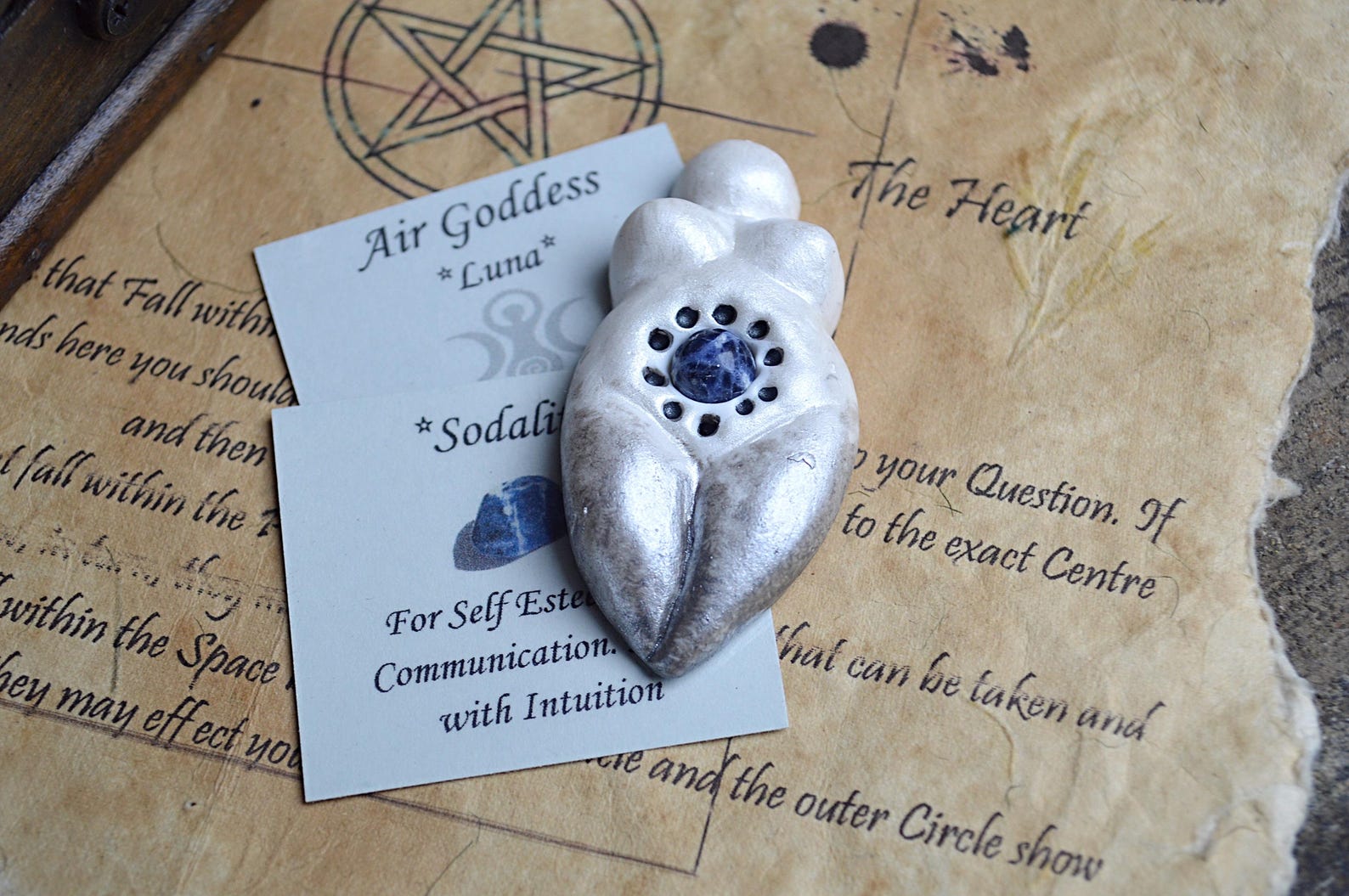 Witches Elemental Clay Goddess Altar Piece Set With Crystals and Chest ...