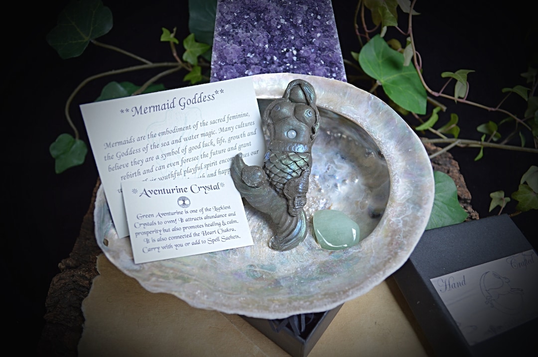 Mermaid Goddess Aventurine and Aquamarine Crystals Talisman Altar Wicca ...