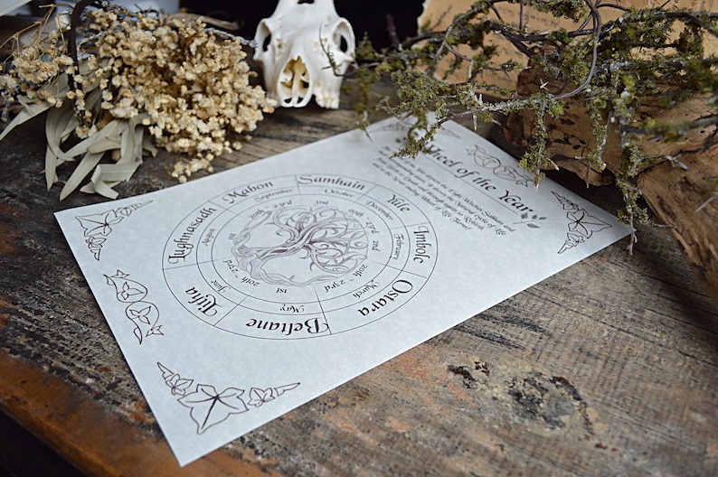 Wheel of the Year A4 Poster Parchment Paper Pagan Wiccan Witchcraft ...