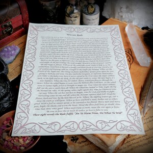 Wiccan Rede Full Version A4 Poster on Parchment Paper Pagan Gift - Etsy