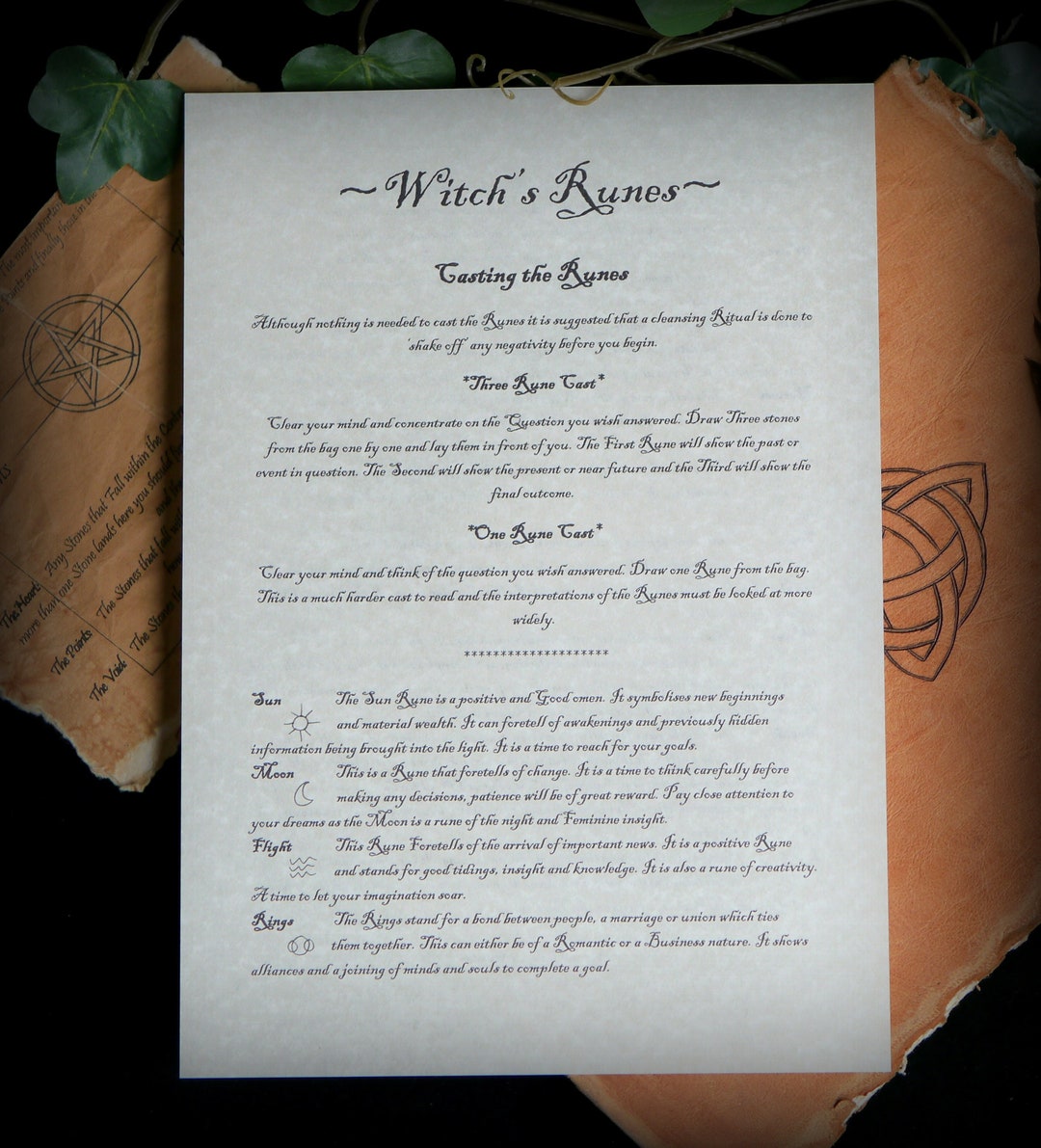 Witches 13 Runes A4 Poster on Parchment Paper Pagan Wiccan Witchcraft ...