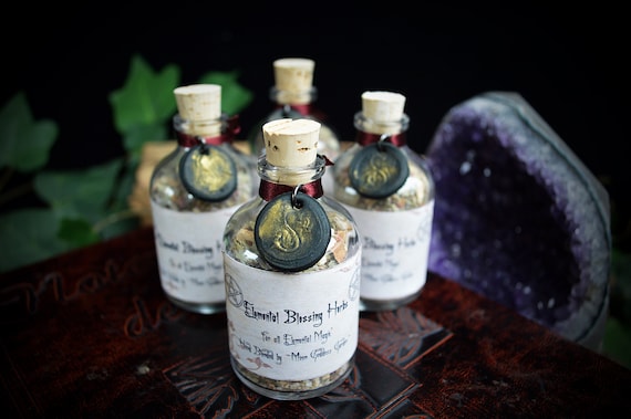 Witches Elemental Herbs Potion Bottle With Cork Stopper - Etsy