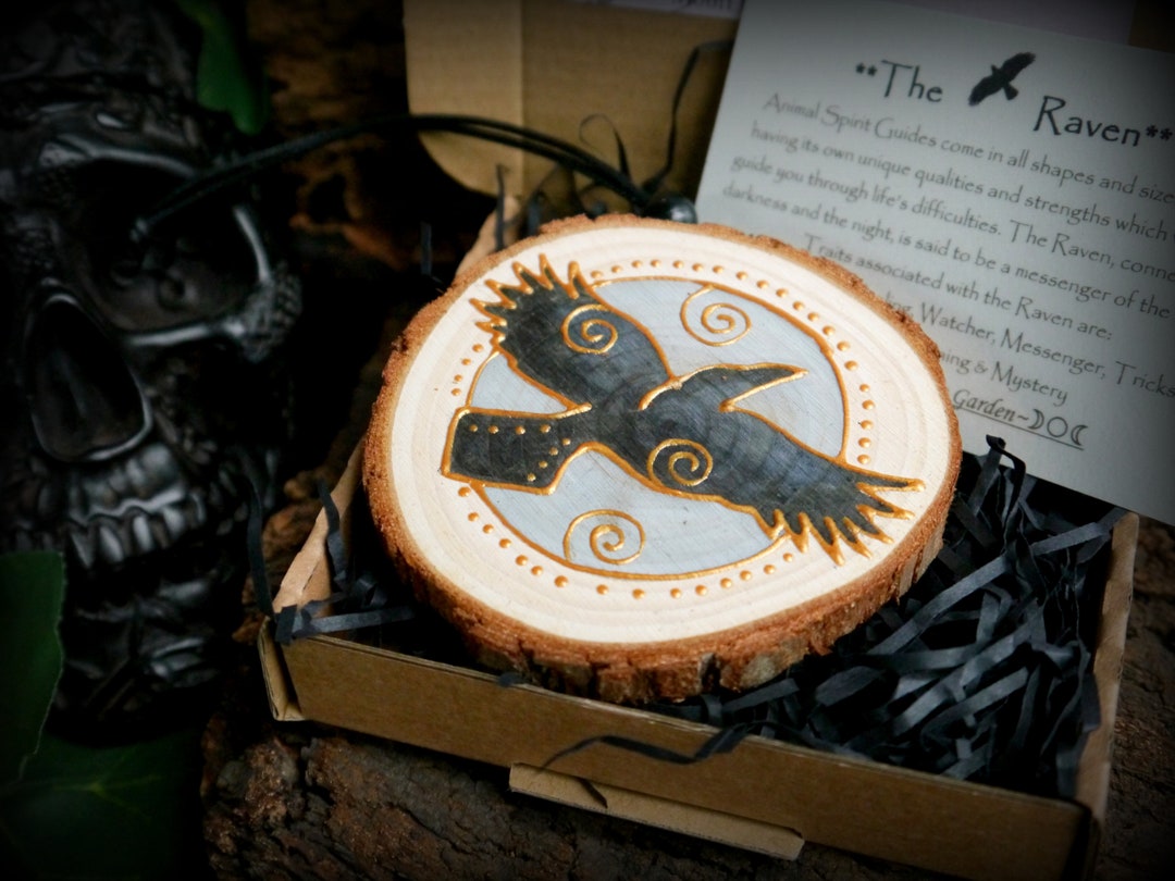 Raven Altar Piece: Wooden Moon Pagan Decor - Etsy