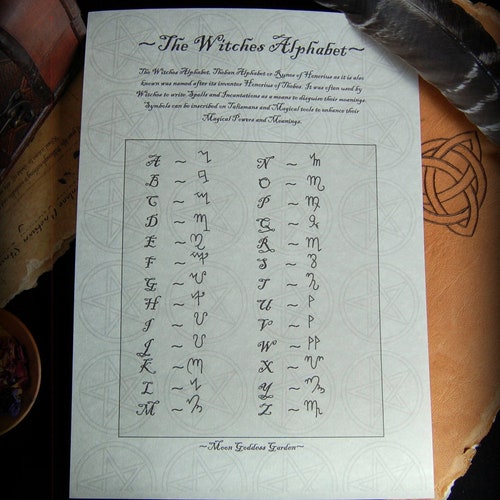 The Theban Wiccan Witch's Alphabet Small Poster A4 - Etsy Canada