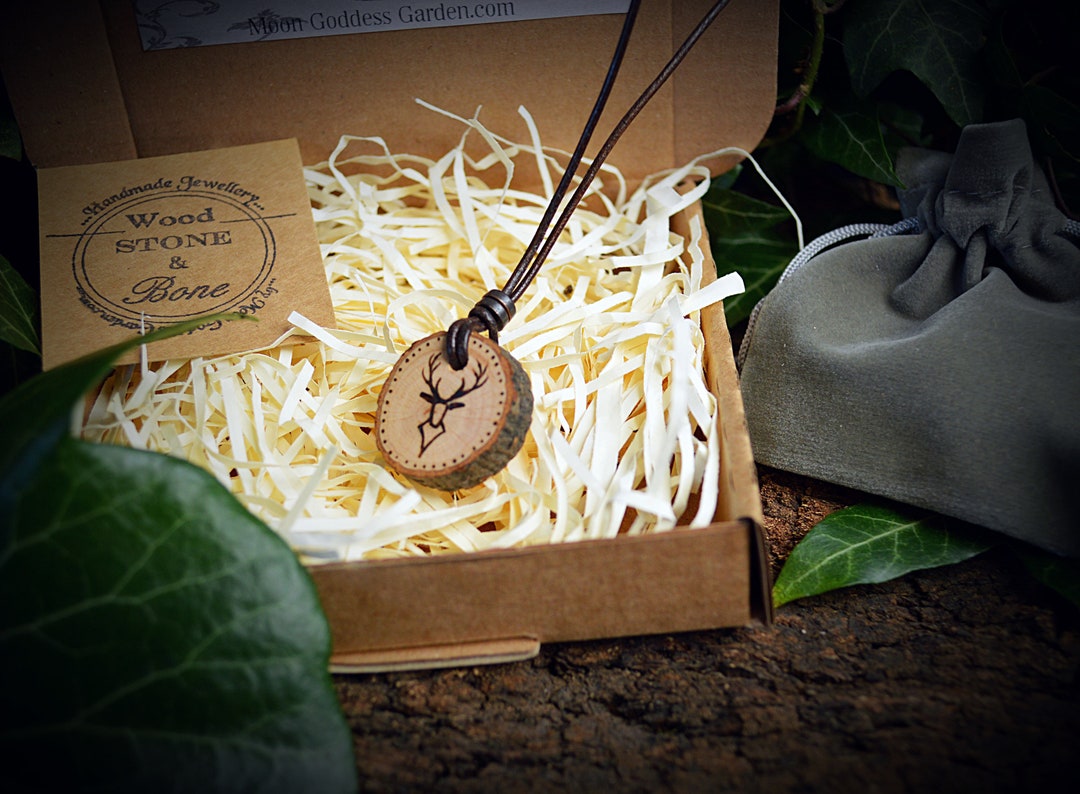 Pendant Alder Wood Stag Design Witch Pagan Wicca Witchcraft Yule Gift ...