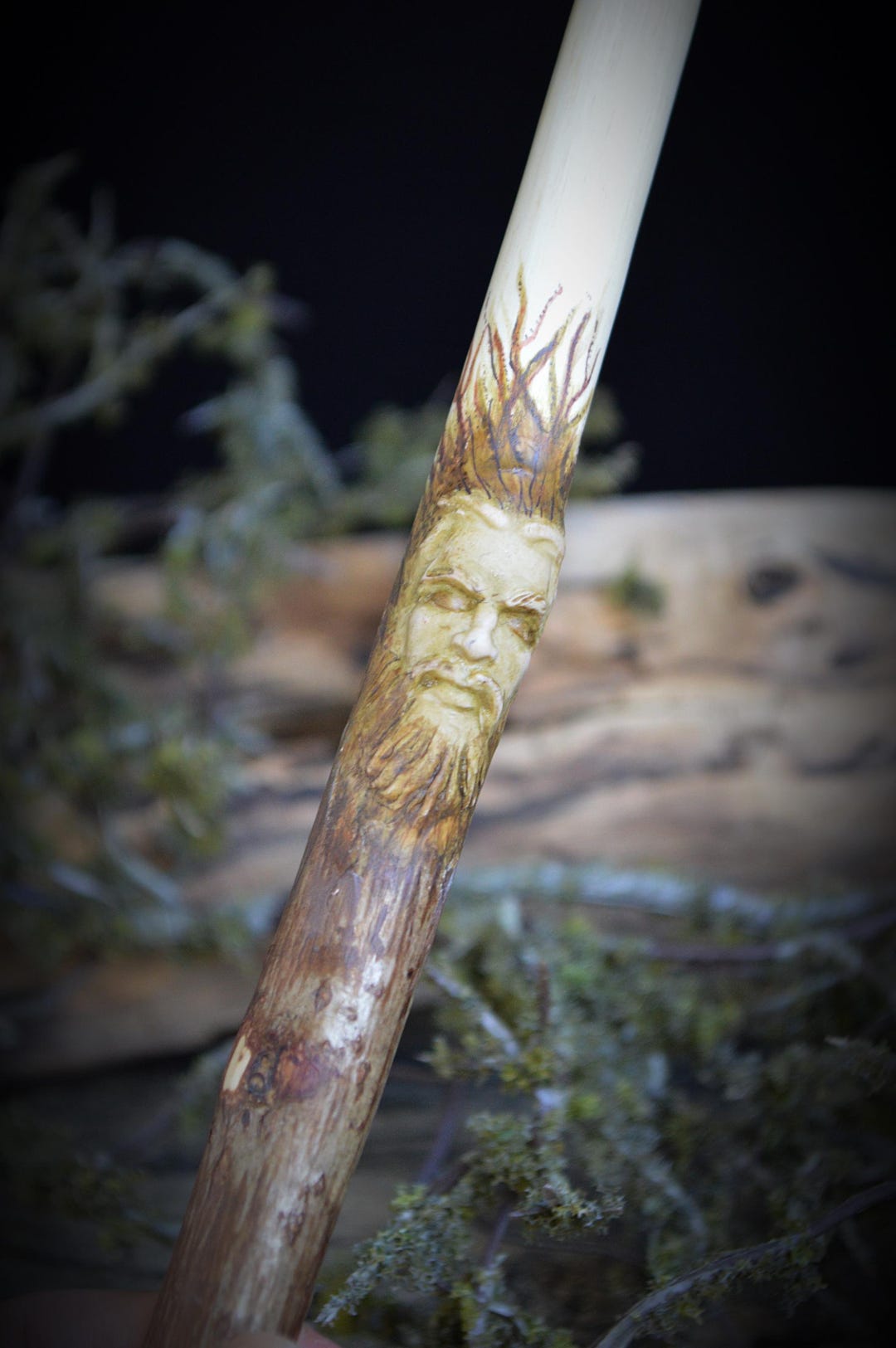 Hazel Wood Wand Cernunnos God Wicca Pagan Altar Witches Yule Gift Hand ...
