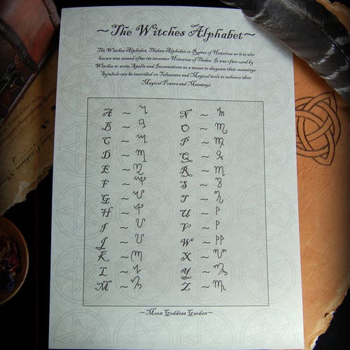 The Theban Wiccan Witch's Alphabet Small Poster A4 | Etsy Canada