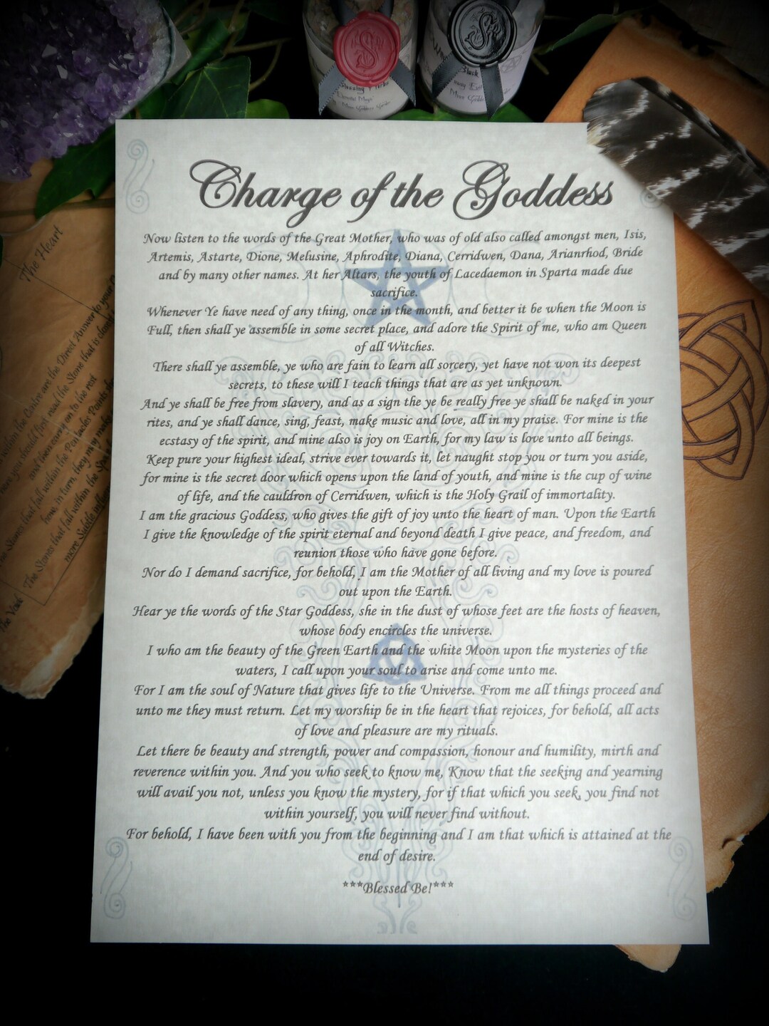 Charge of the Goddess Poem A4 Poster on Parchment Paper Wicca Witch ...