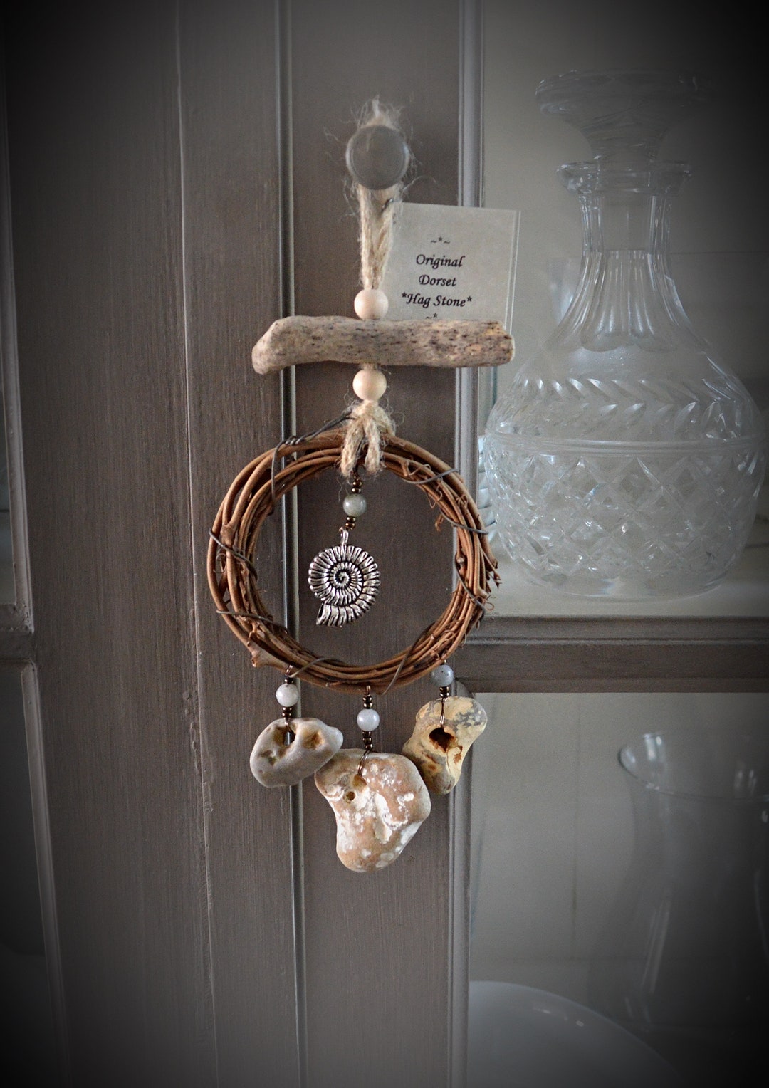 Hag Stone Protection Talisman Charm Ammonite Charm Wreath Driftwood ...
