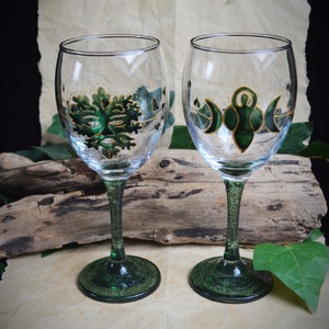 God and Goddess Glass Chalice Witches Goblets Hand Fasting Hand ...