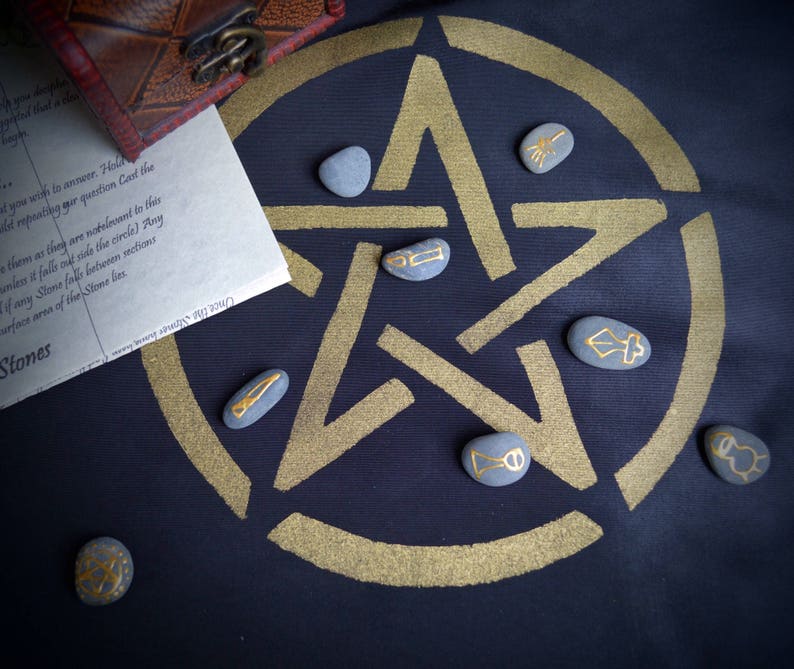 Witches Casting Runes Set Chest and Altar Cloth Pentacle Wicca - Etsy