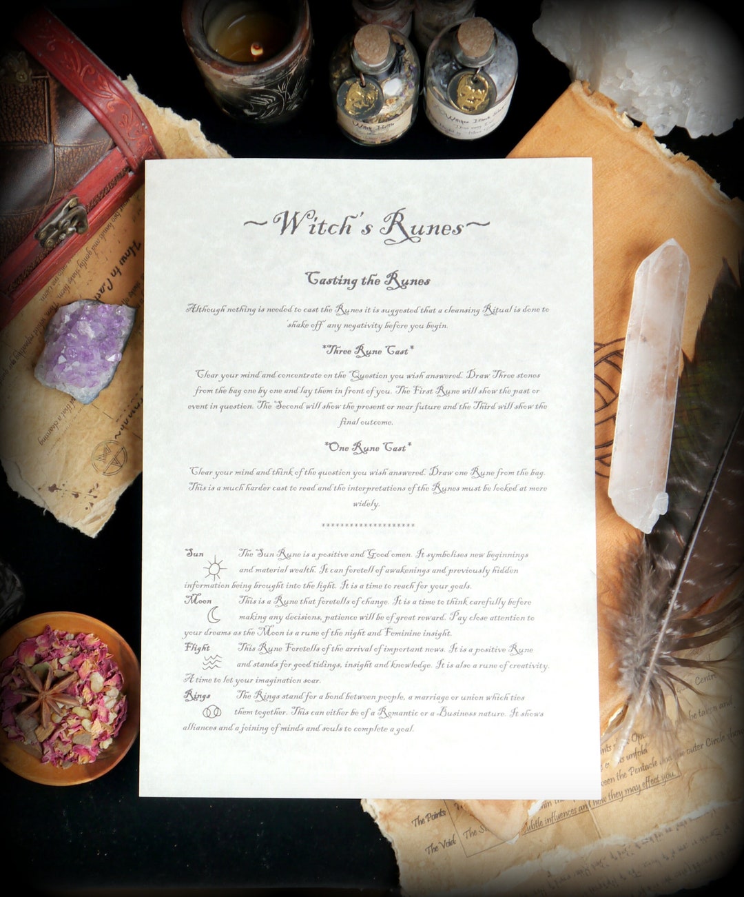 Witches 13 Runes A4 Poster on Parchment Paper Pagan Wiccan Witchcraft ...