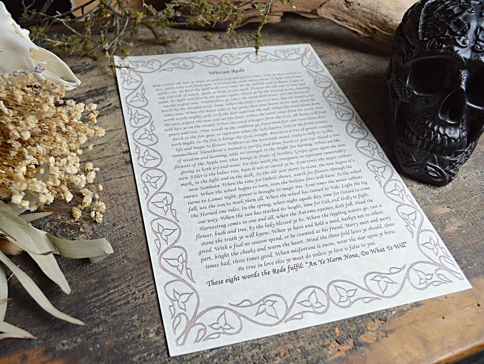 Wiccan Rede Full Version A4 Poster on Parchment Paper Pagan Gift - Etsy