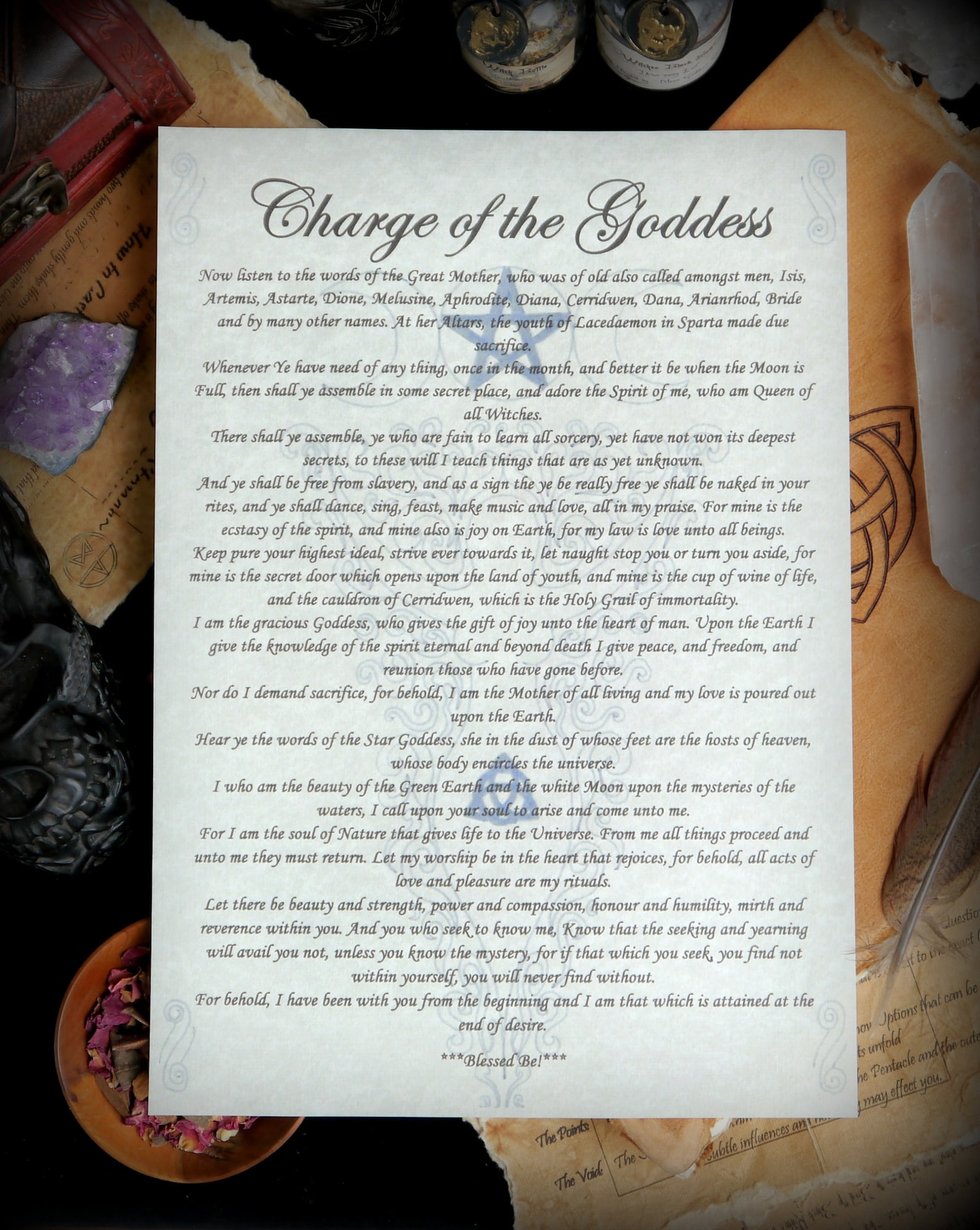 Charge of the Goddess Poem A4 Poster on Parchment Paper Wicca Witch ...