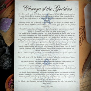 Charge of the Goddess Poem A4 Poster on Parchment Paper Wicca Witch ...