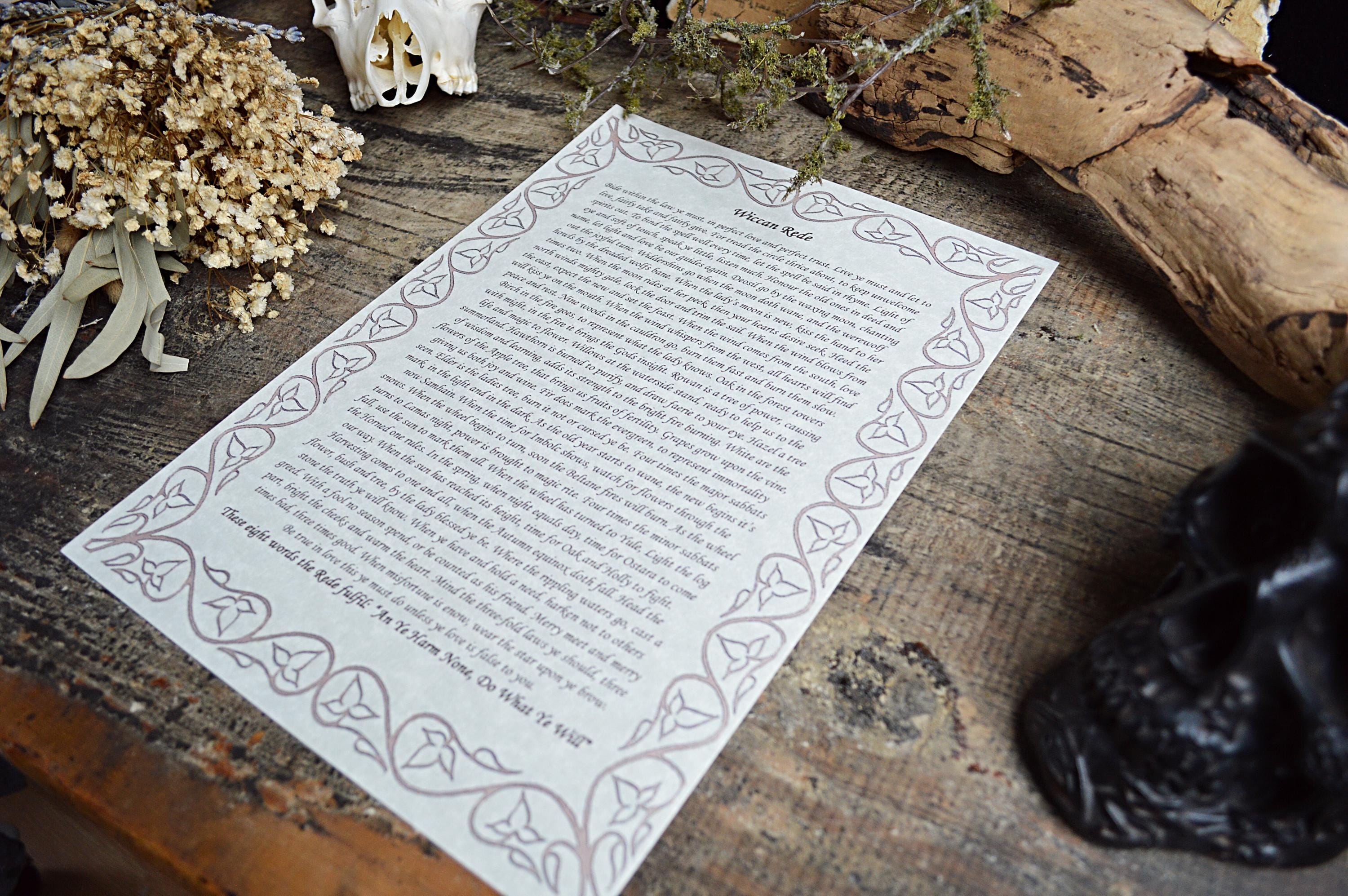 Wiccan Rede Full Version A4 Poster on Parchment Paper Pagan Gift - Etsy