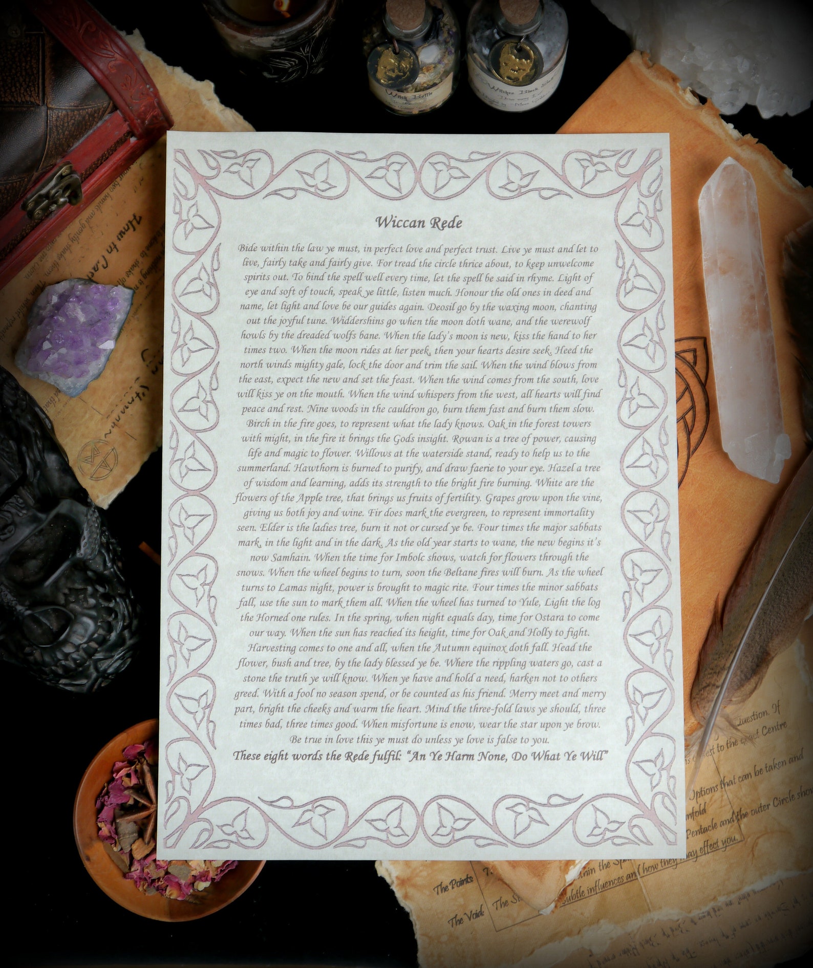 Wiccan Rede Full Version A4 Poster on Parchment Paper Pagan Gift - Etsy