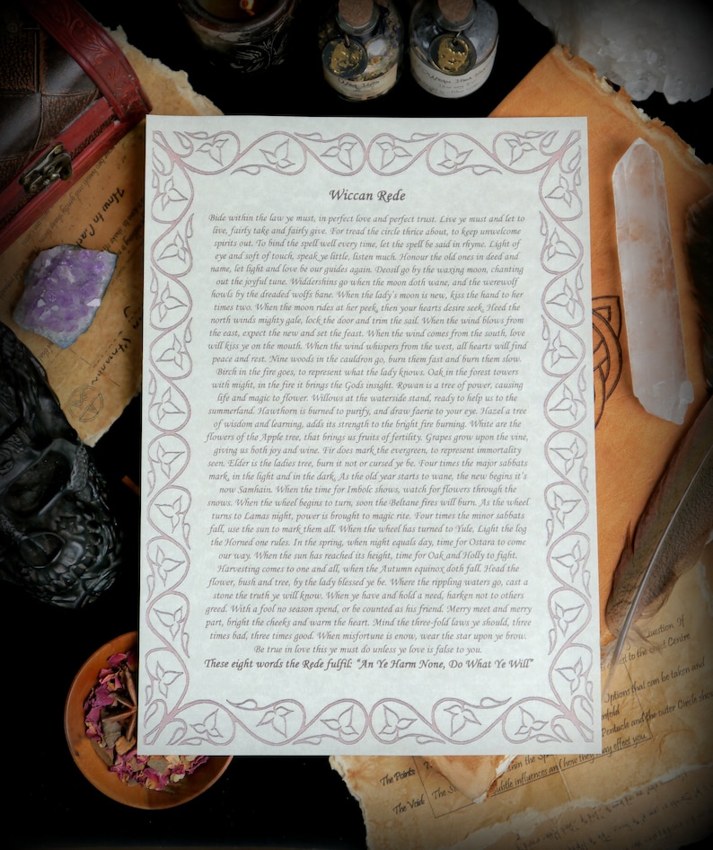 Wiccan Rede Full Version A4 Poster on Parchment Paper Pagan Gift - Etsy