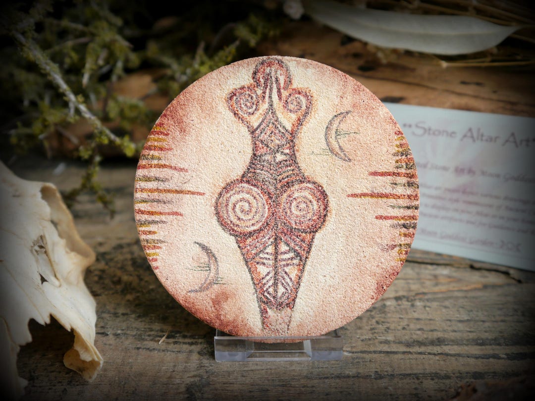 Hand Painted Goddess Stone Altar Art: Wiccan Pagan Neolithic Decor - Etsy