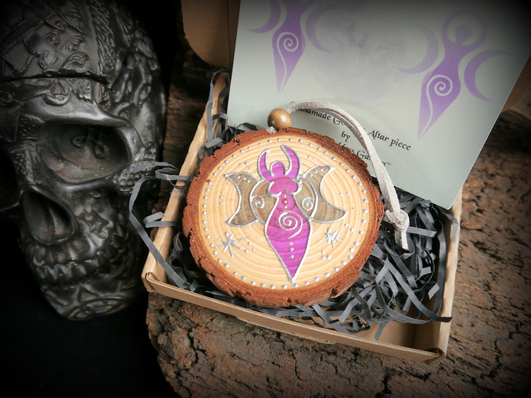 Goddess and Triple Moon Wooden Altar Piece: Wicca Pagan Talisman - Etsy