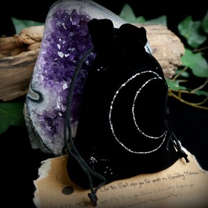 Witches Crescent Moon Rune Bag Crystal Storage Spell Pouch Hand ...