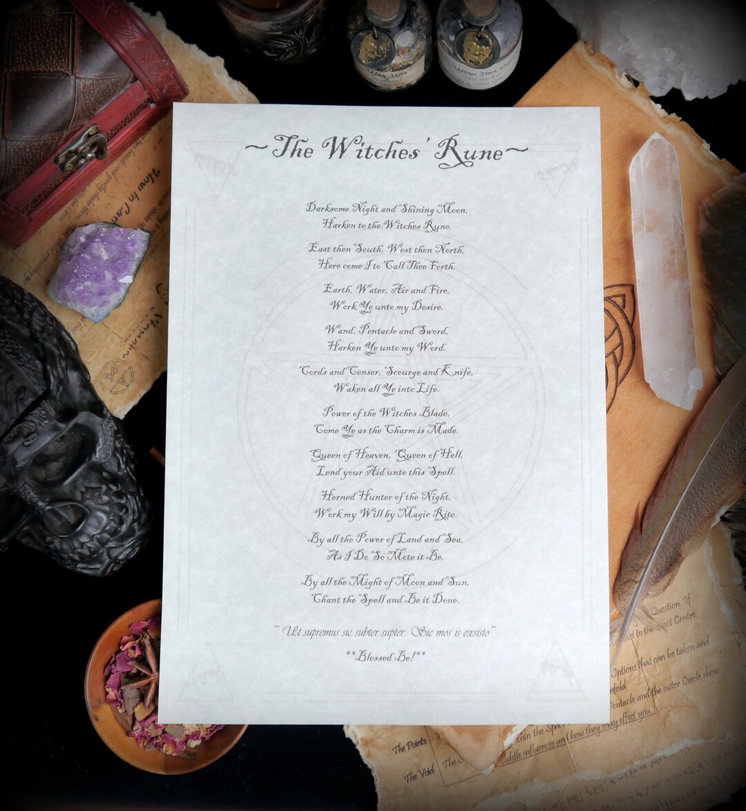 The Witches Rune A4 Poster on Parchment Paper Pagan Wiccan Spells Gift ...