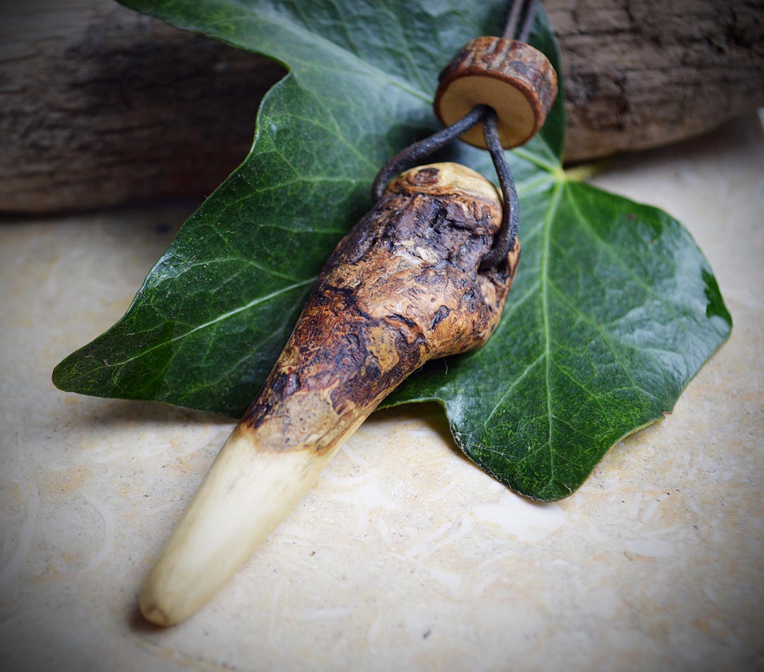 Holly and Oak Wood Pendant Wand Handmade for Protection and Strength ...