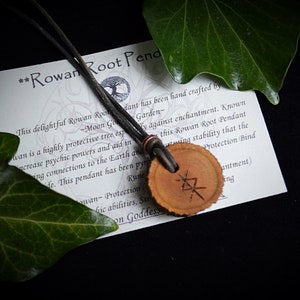 Rowan Root Wood Pendant Handmade Bind Rune Wiccan Pagan Witch Gift ...
