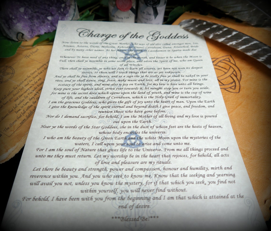 Charge of the Goddess Poem A4 Poster on Parchment Paper Wicca - Etsy