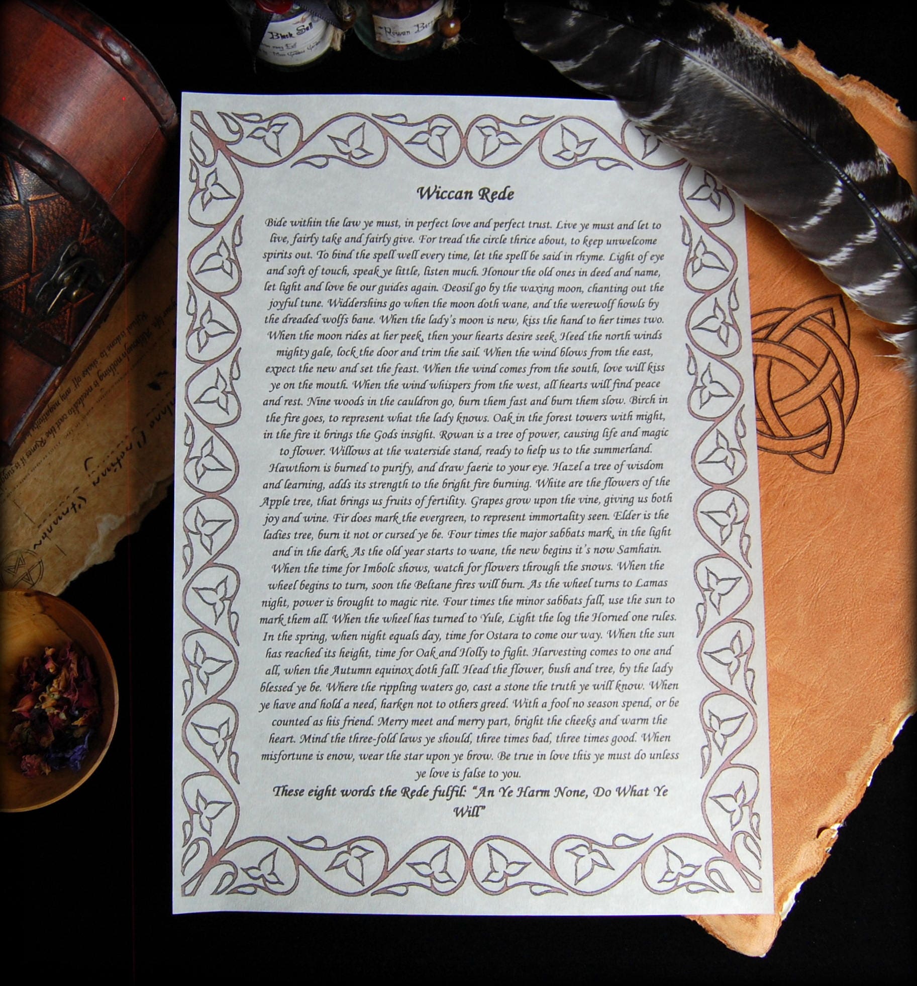 Wiccan Rede Full Version A4 Poster on Parchement Paper Pagan | Etsy