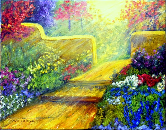 Oil Painting Enchanted Garden Original Art Garden Art - Etsy