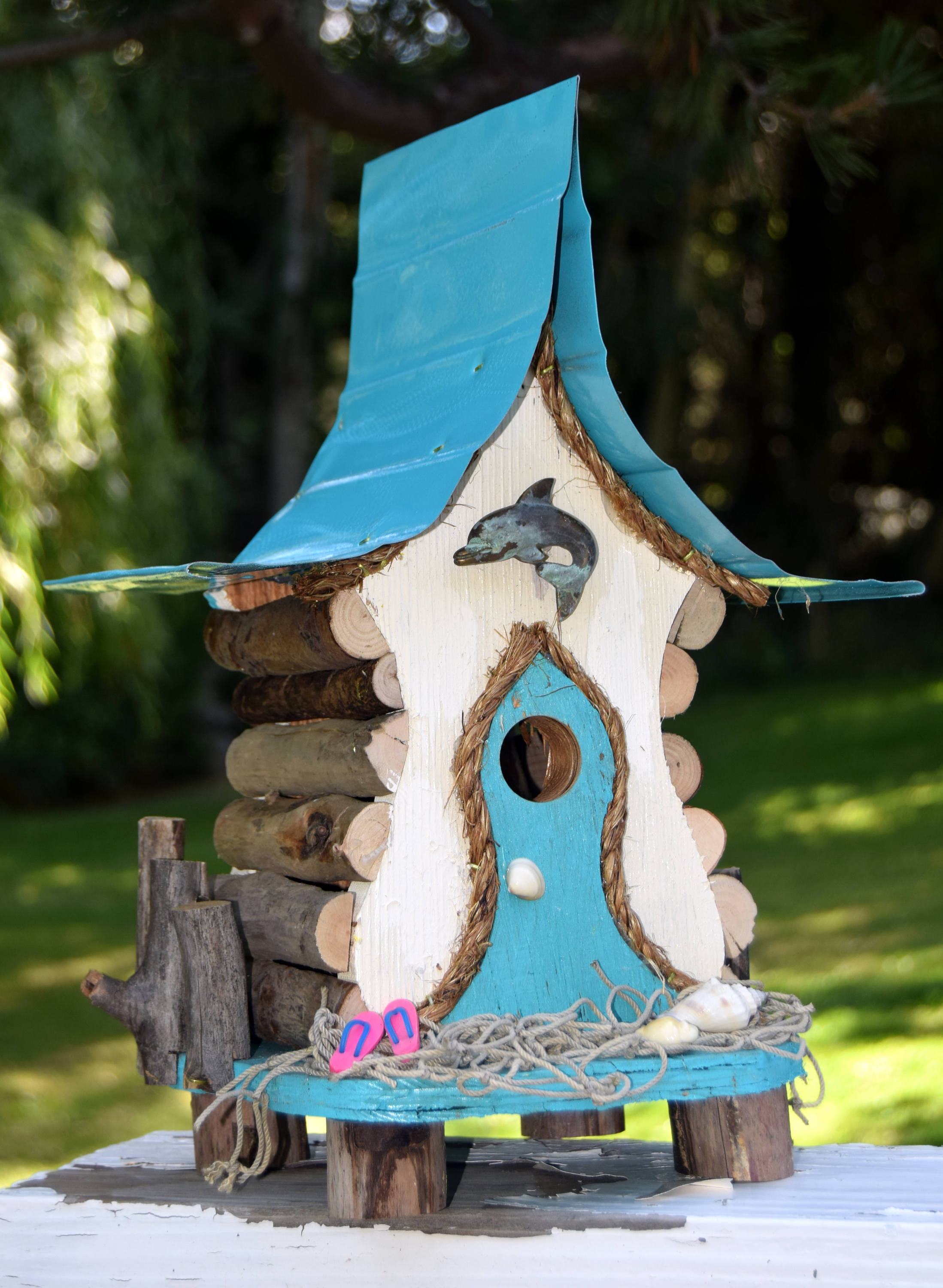 Bird House birdhouse with insulated tin roof nautical | Etsy