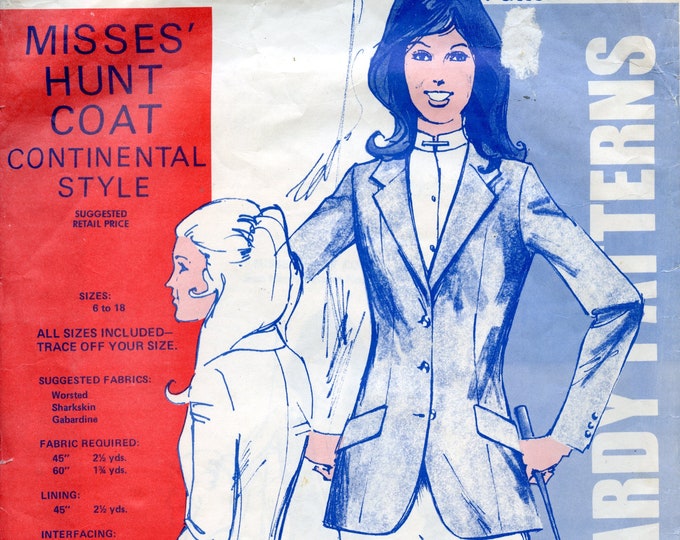 Women's Hunt Coat Sewing Pattern - Continental Style, Horseback Riding ...
