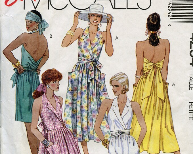 Easy Open Back Wrap Dress Sewing Pattern -ties in Back Bodice, Midi ...