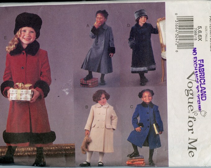 Girls A-line Lined Coat Sewing Pattern - Girls Double Breasted Coat ...